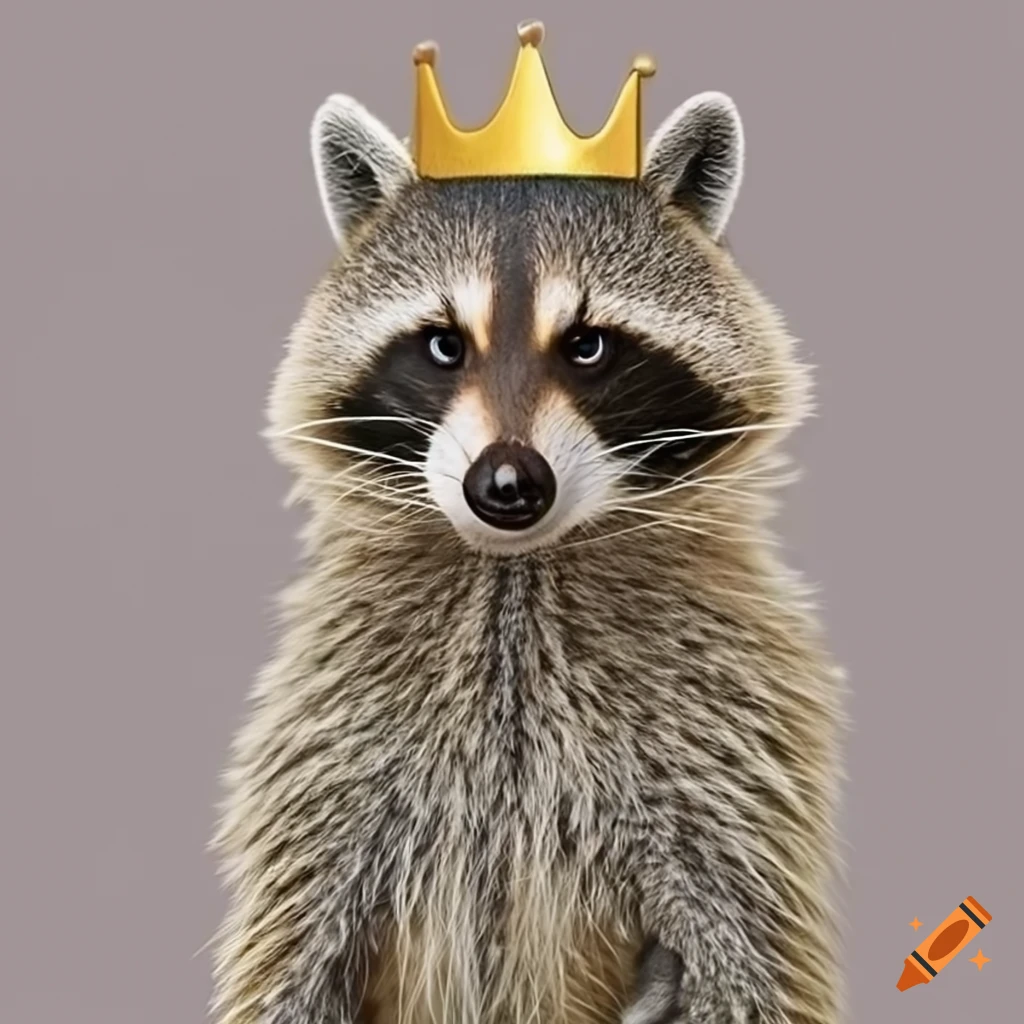 King raccoon wearing a crown