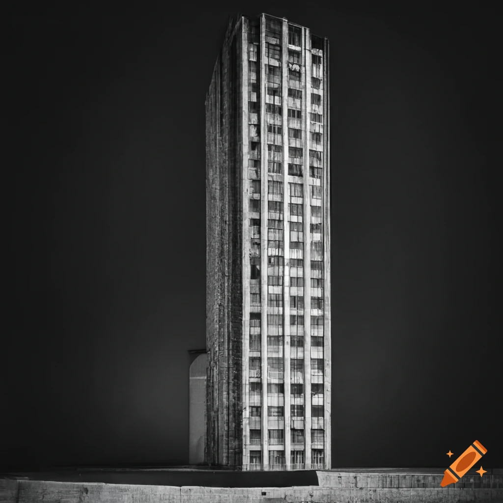 A tall concrete, brutalist tower