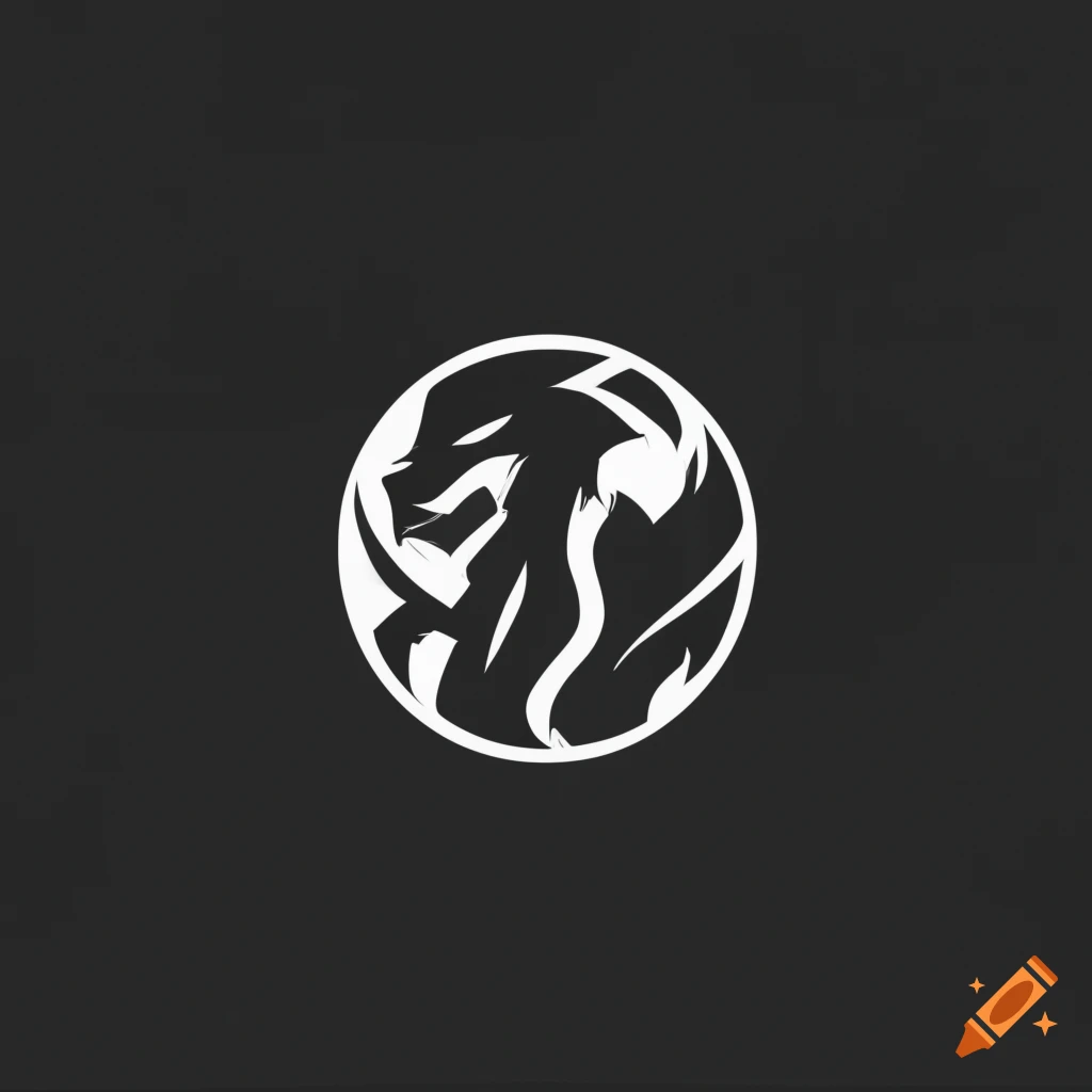 Simple and geometric logo of fenrir in black and white very very simple ...