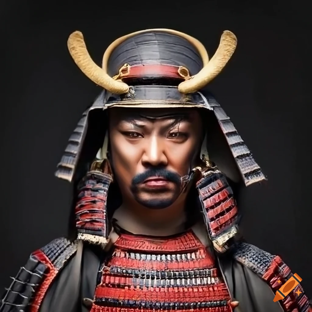 Samurai warrior, face, pointy elf ears, clean shaven on Craiyon