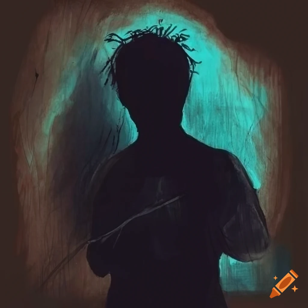 Smudge pencil on paper drawing art a third world man silhouette on Craiyon