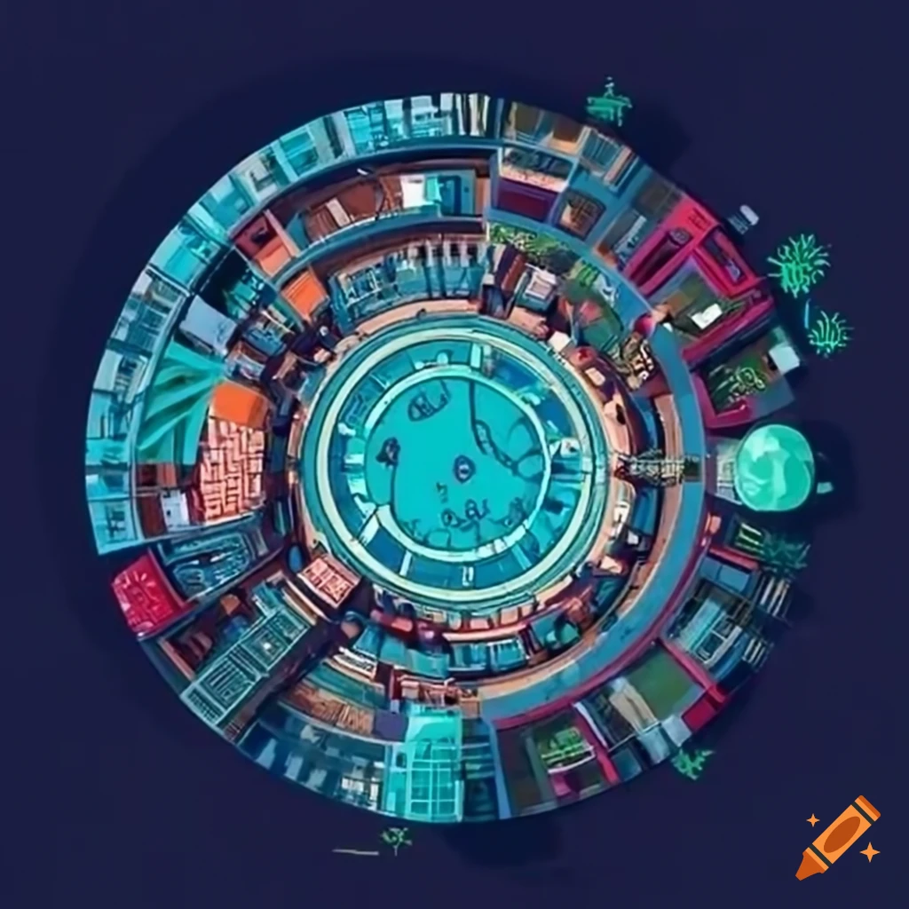 Circular city layout design on Craiyon