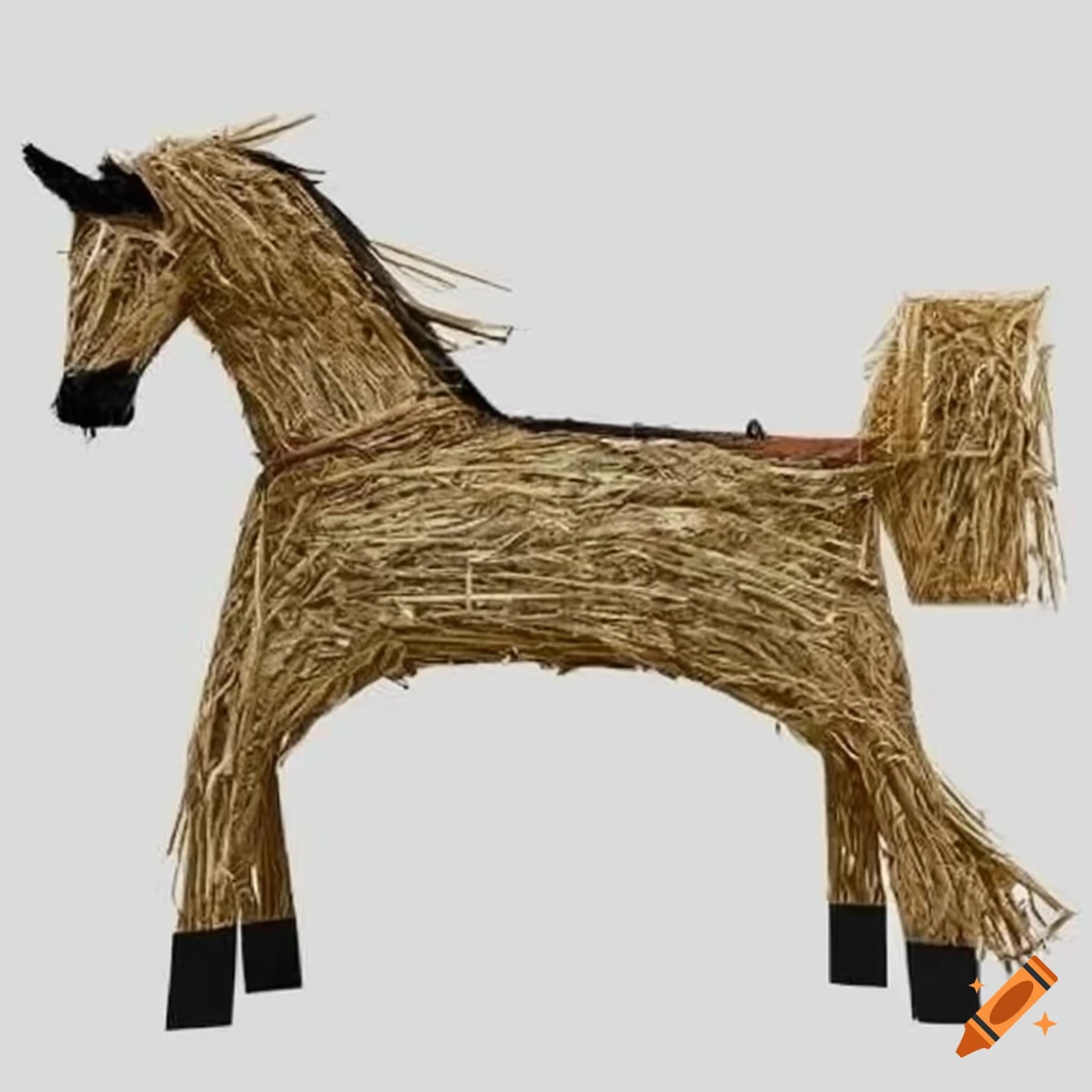 Horse made of straw, full body, made of hay, size of horse on Craiyon