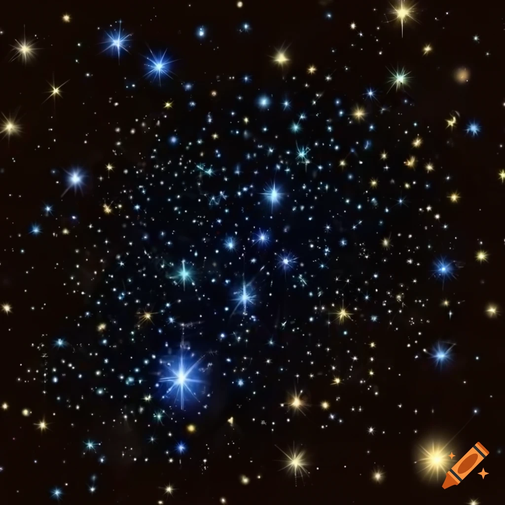 Abstract glowing open stars cluster in space, abstract cosmic motion ...