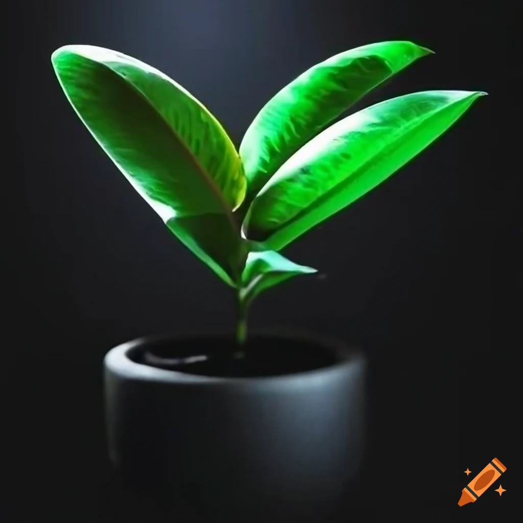 Rubber plant on rbg light strip background on Craiyon