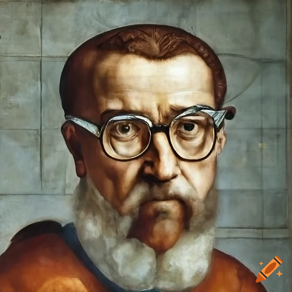 Gordon freeman portrait, renaissance fresco by michelangelo on Craiyon