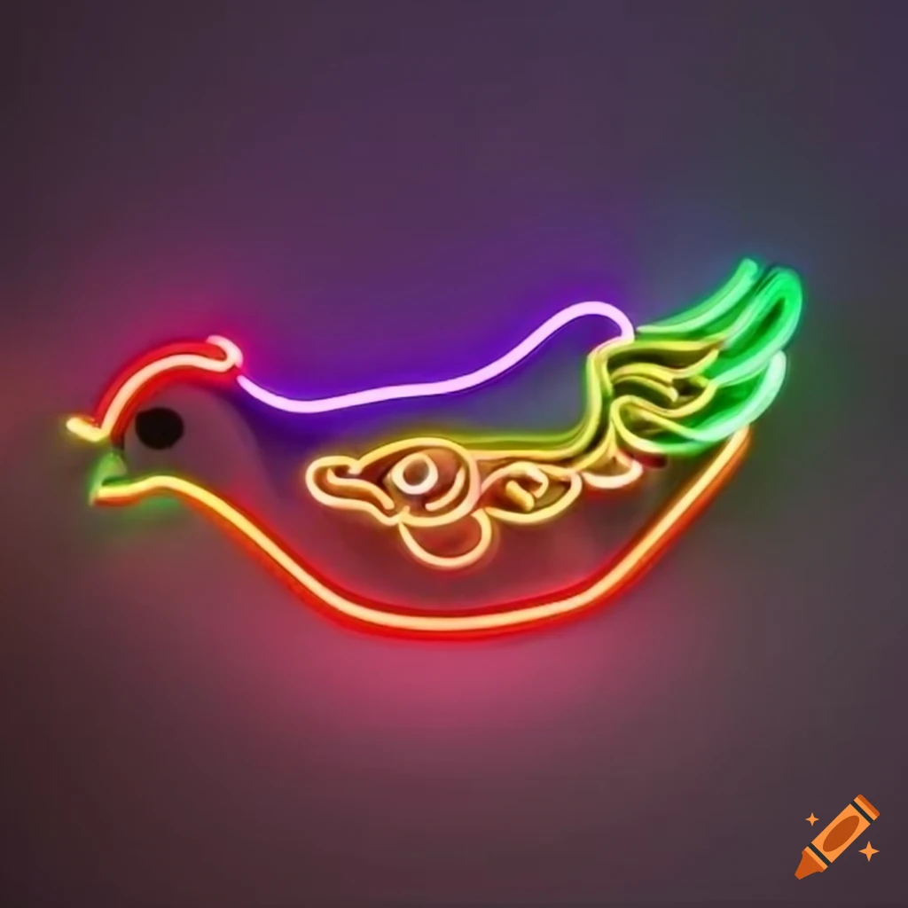 Colorfull bird in neon sign