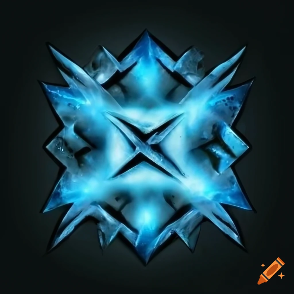 Fantasy ice symbol, dark-black background on Craiyon