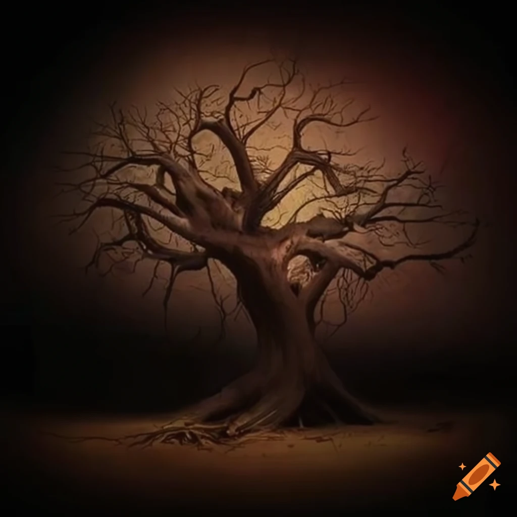 Waird amazing imaginary tree with branches looking like horns
