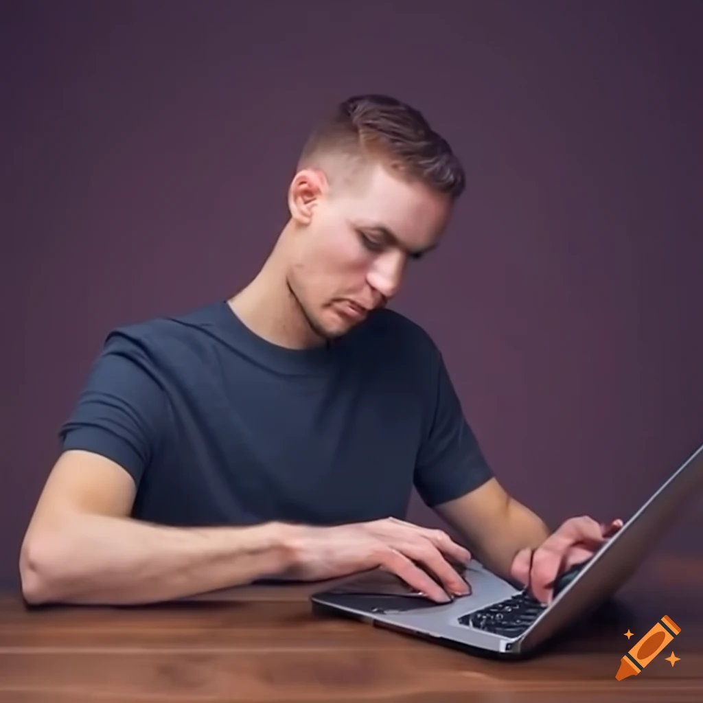 Man typing on a laptop