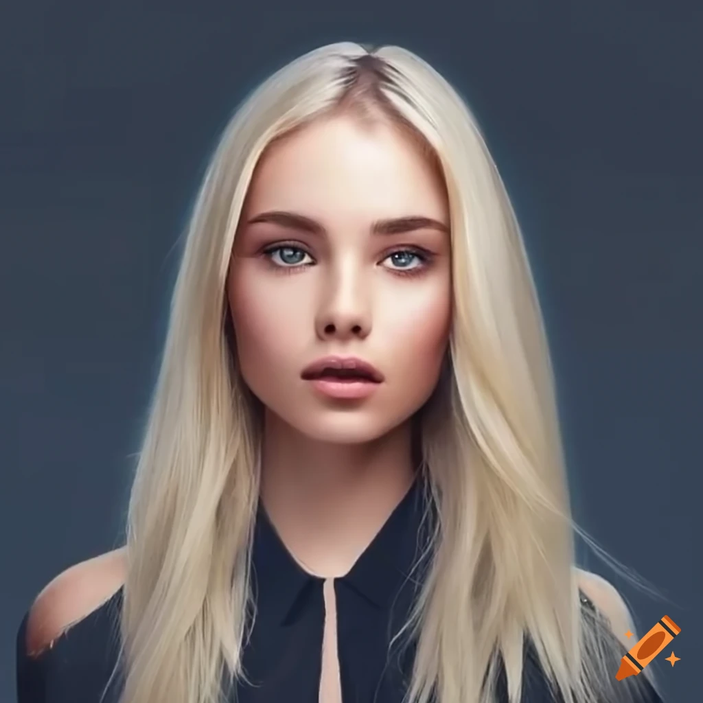 Beautiful Young Woman Shoulder Length Blonde Hair
