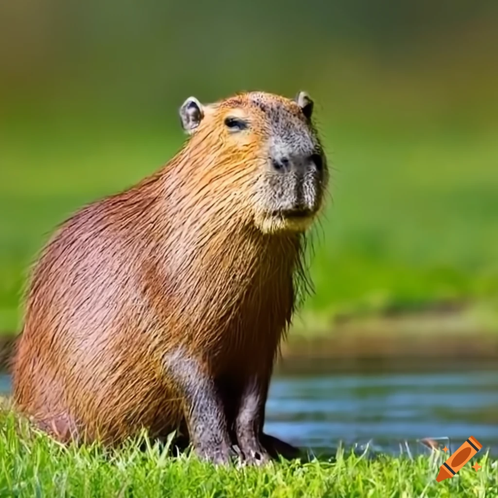 Capybara Eating Grass