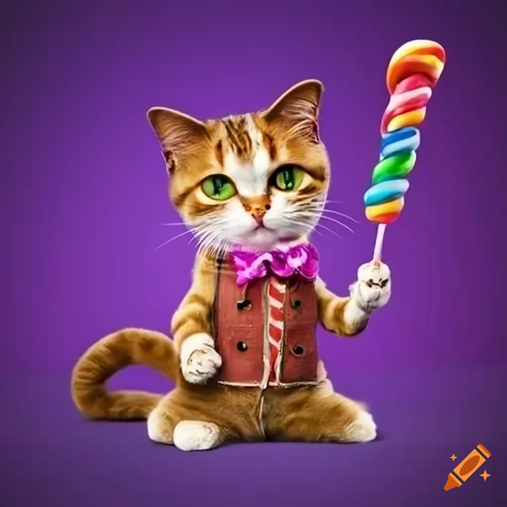 Wonka cat with candy