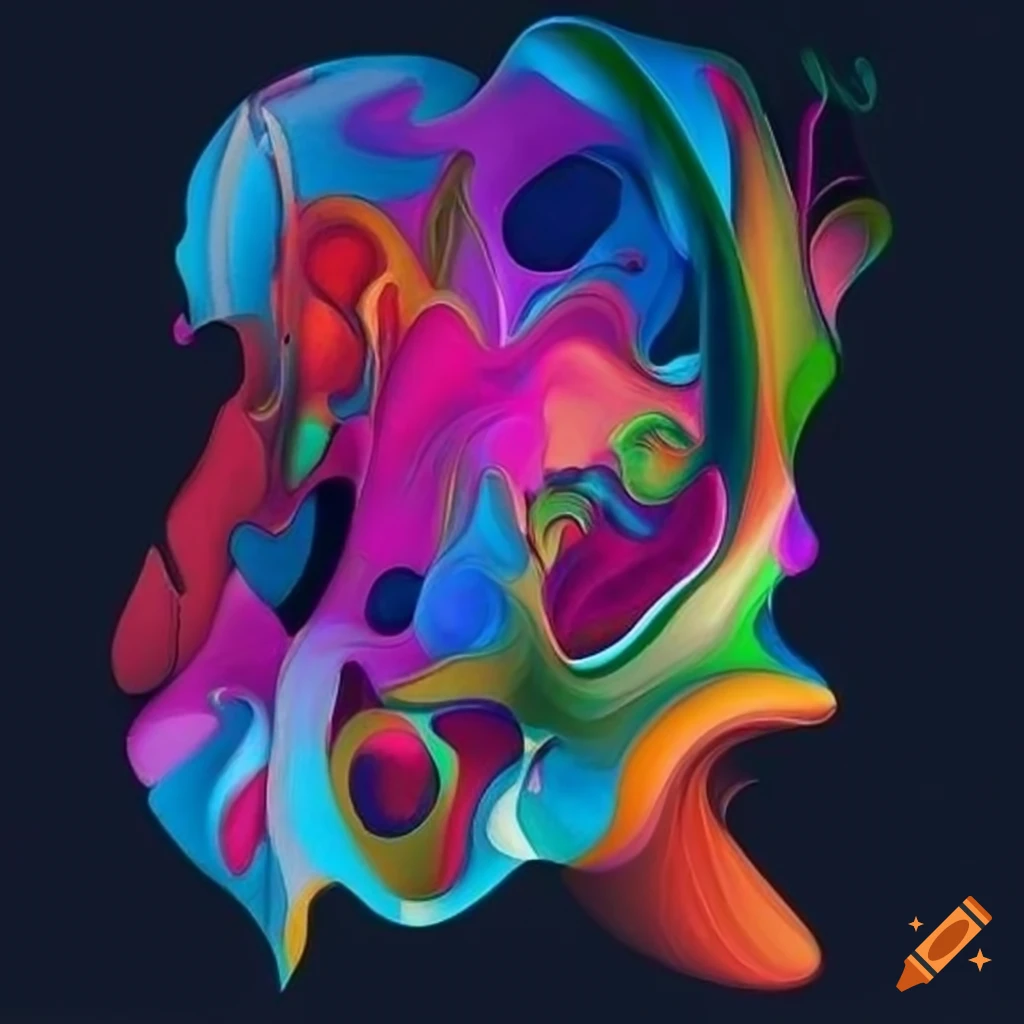 Abstract chaotic art with bold colors and shapes