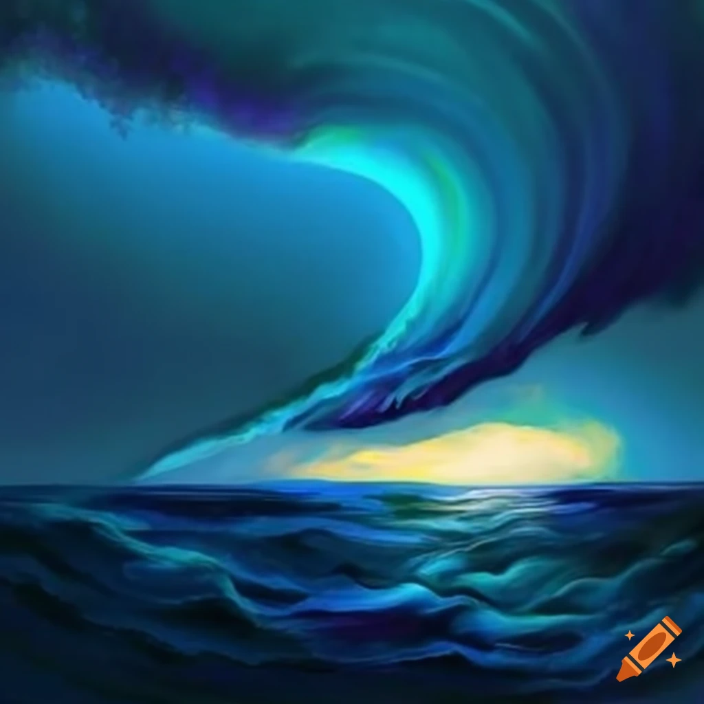 Storm brewing above the stormy ocean