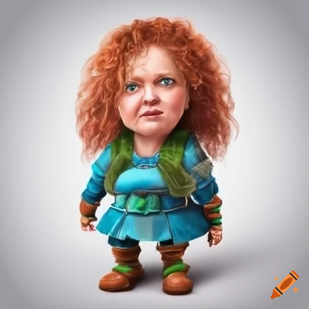 Create the photo of a dwarf woman on a white background