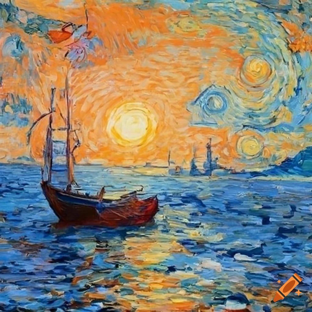 Craiyon_163153_fishing_boat_at_sunrise_with_a_Van_Gogh_inspired_style on Craiyon