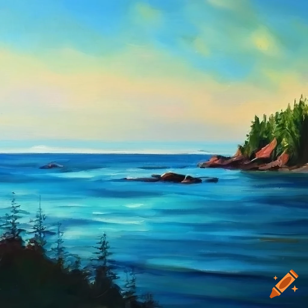 Oil painting of a beautiful nova scotia coastline on Craiyon