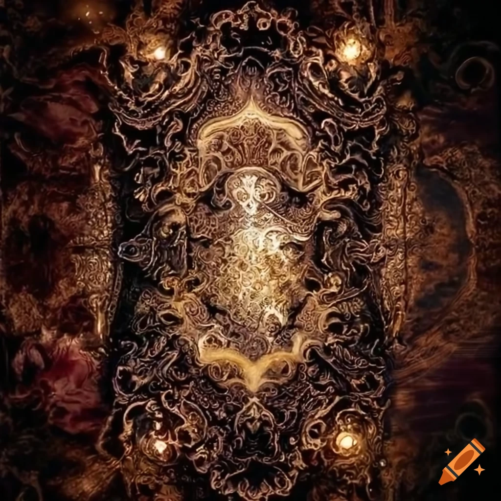 The cover of a fantasy book with a magical crest on Craiyon