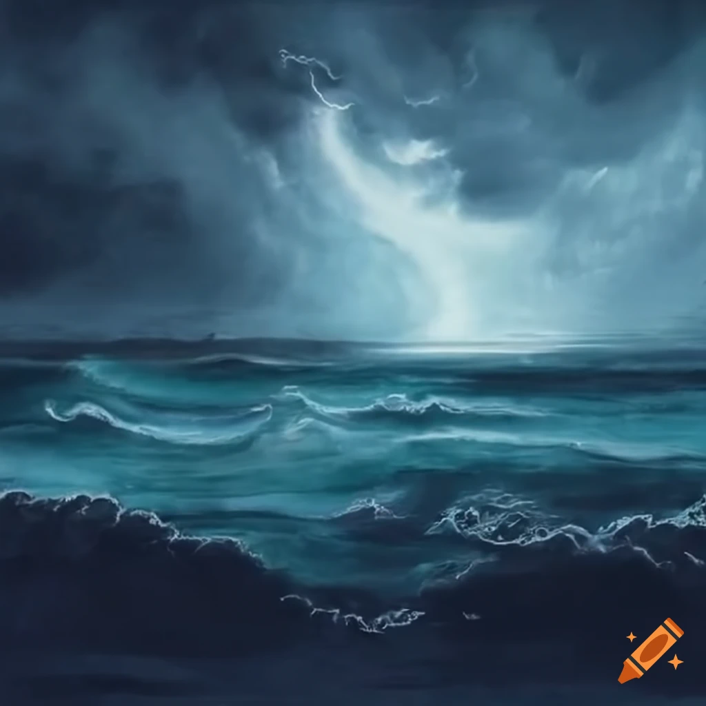 Storm brewing above the stormy ocean