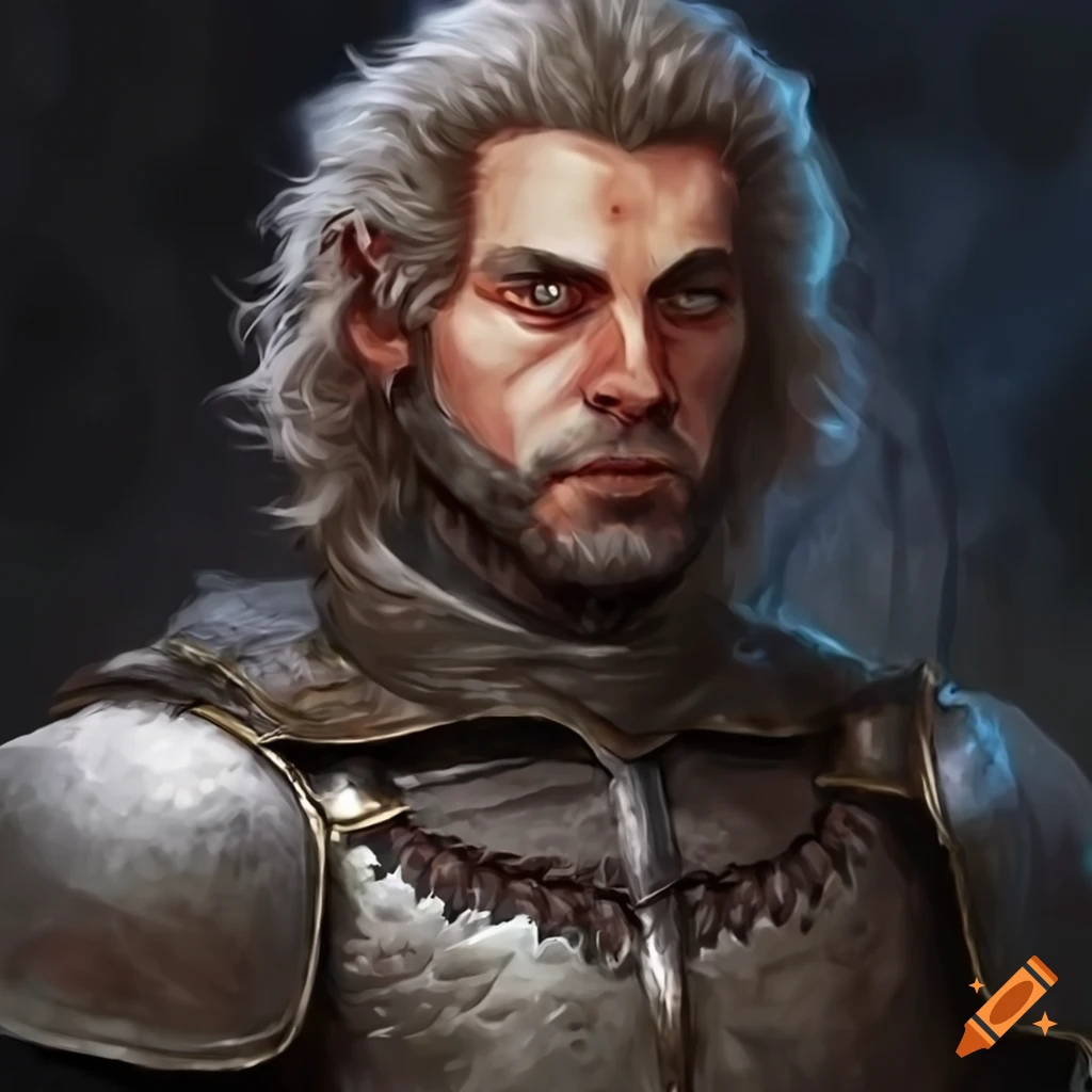 Grizzled handsome fantasy knight bulky