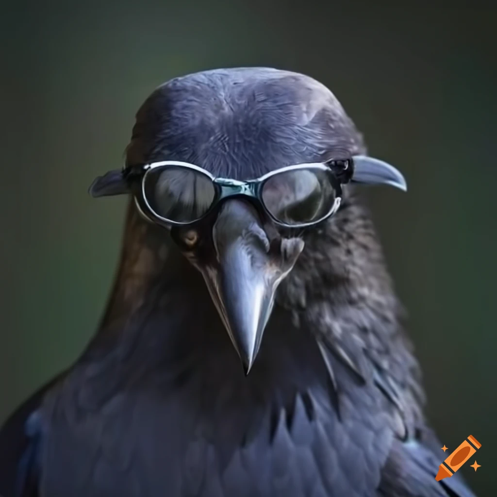 A crow with glasses on Craiyon