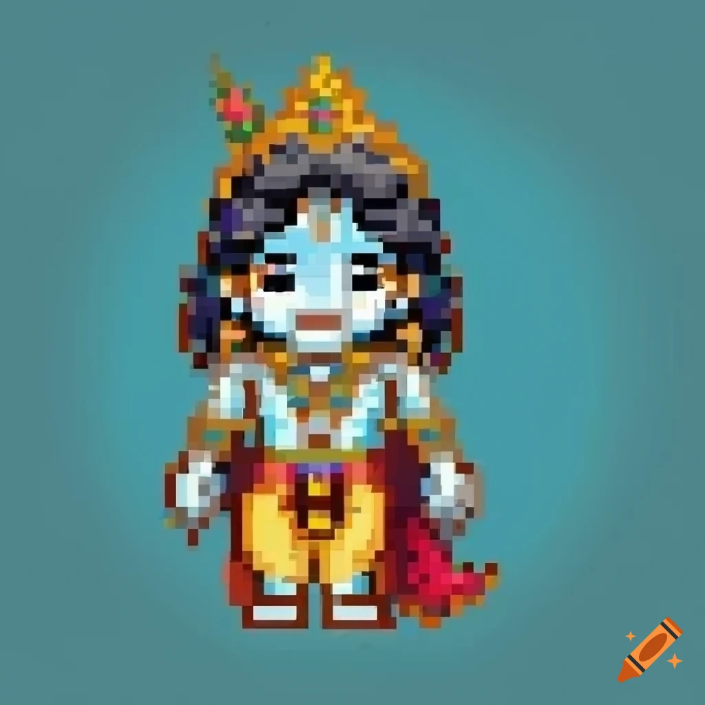 Sprite sheet of pixel art $16x16$ of the hindu god krishna, like a ...