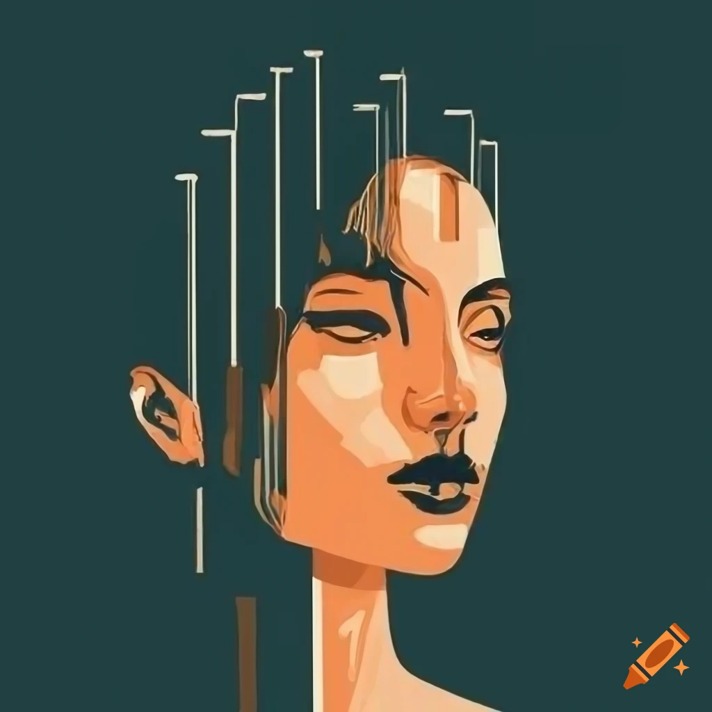 A running female figured woman, strong dynamic perspective, in line art ...