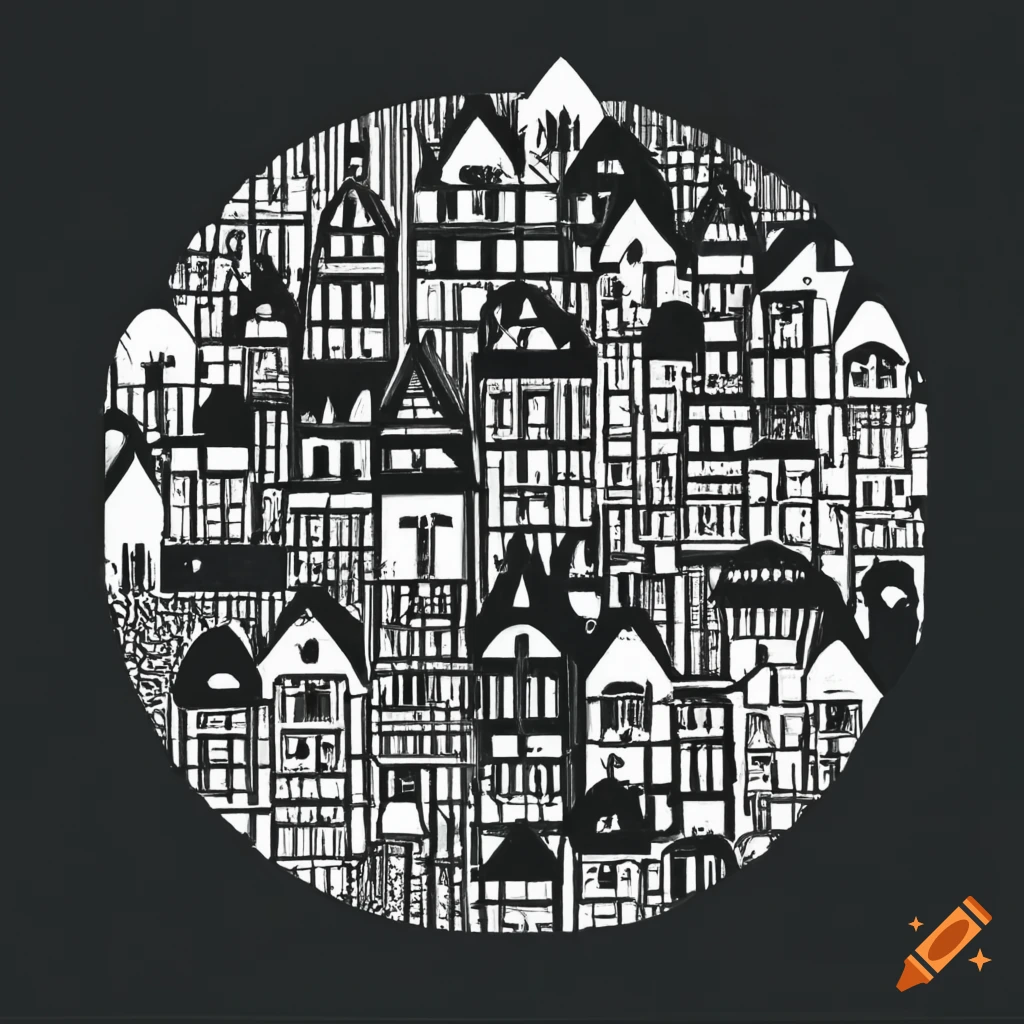 Black and white design representing a local community on Craiyon