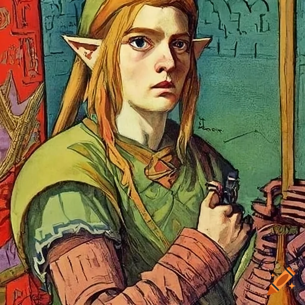 Portrait of link from the legend of zelda, 1899 illustration by ivan ...