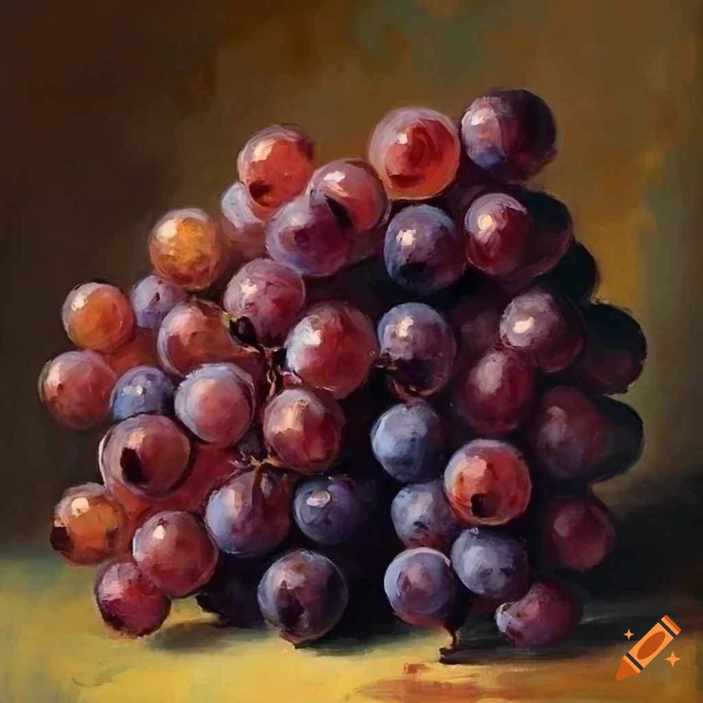 Rembrandt style oil painting of grapes on Craiyon