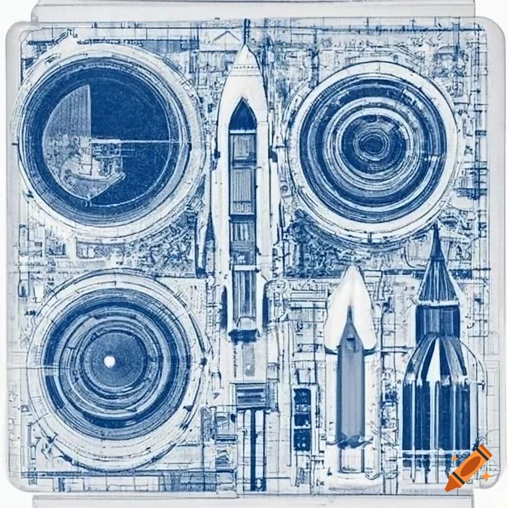 Detailed blueprint of a space rocket design on Craiyon
