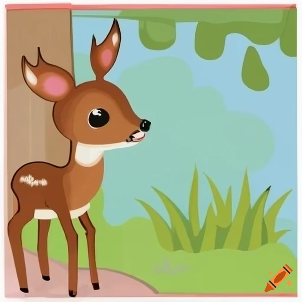 Baby deer in a forest kids book