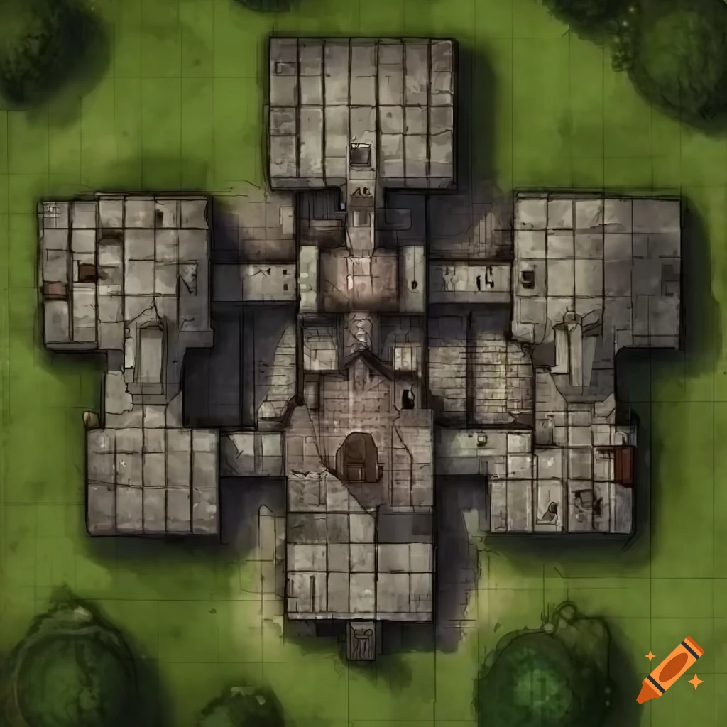 Dungeons and dragons battlemap, 2d top down view, castle, asymmetrical ...