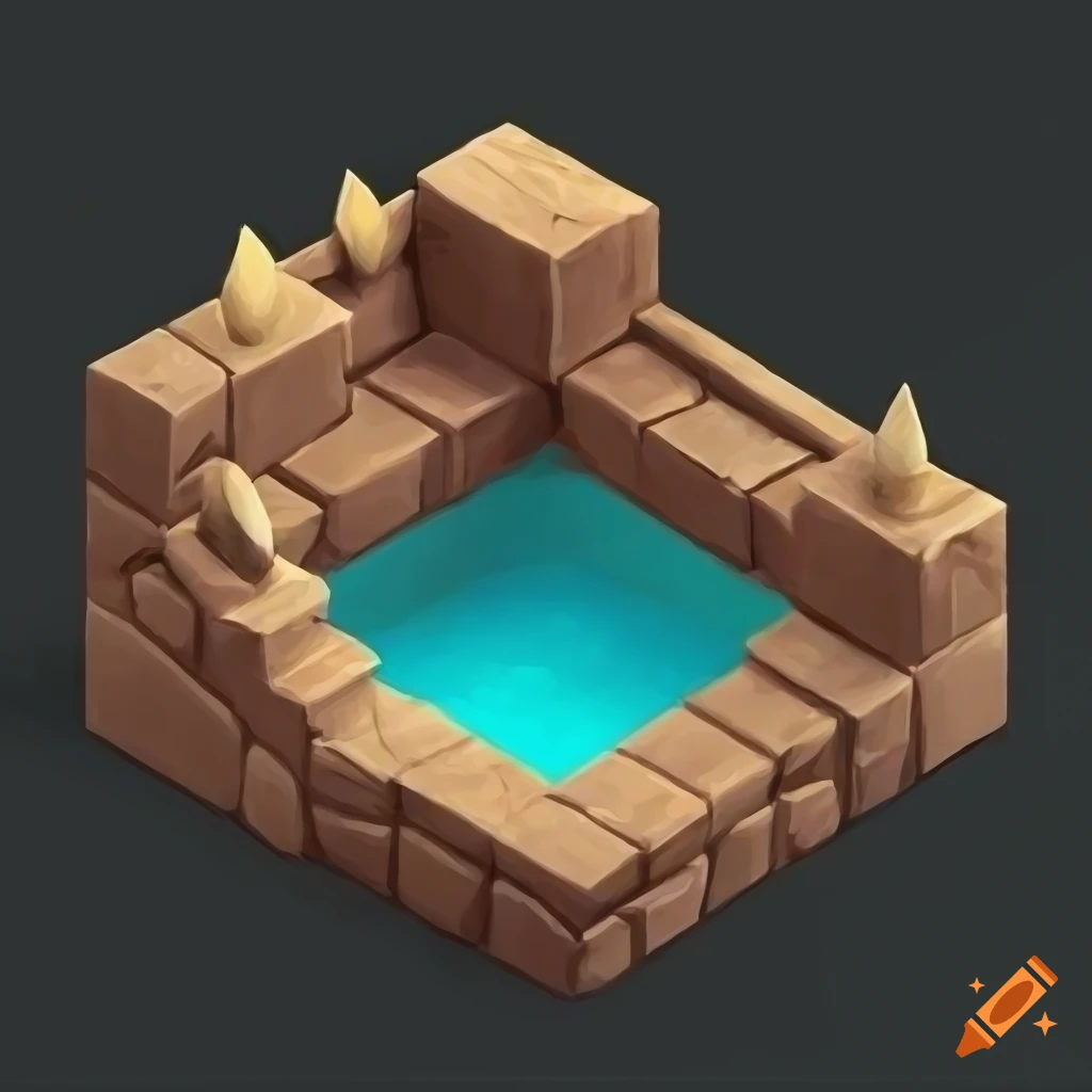 Sandstone rpg isometric mana pool tiles black background