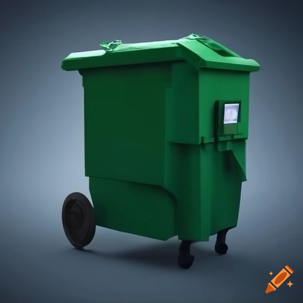 Garbage dumpster with display showing scales