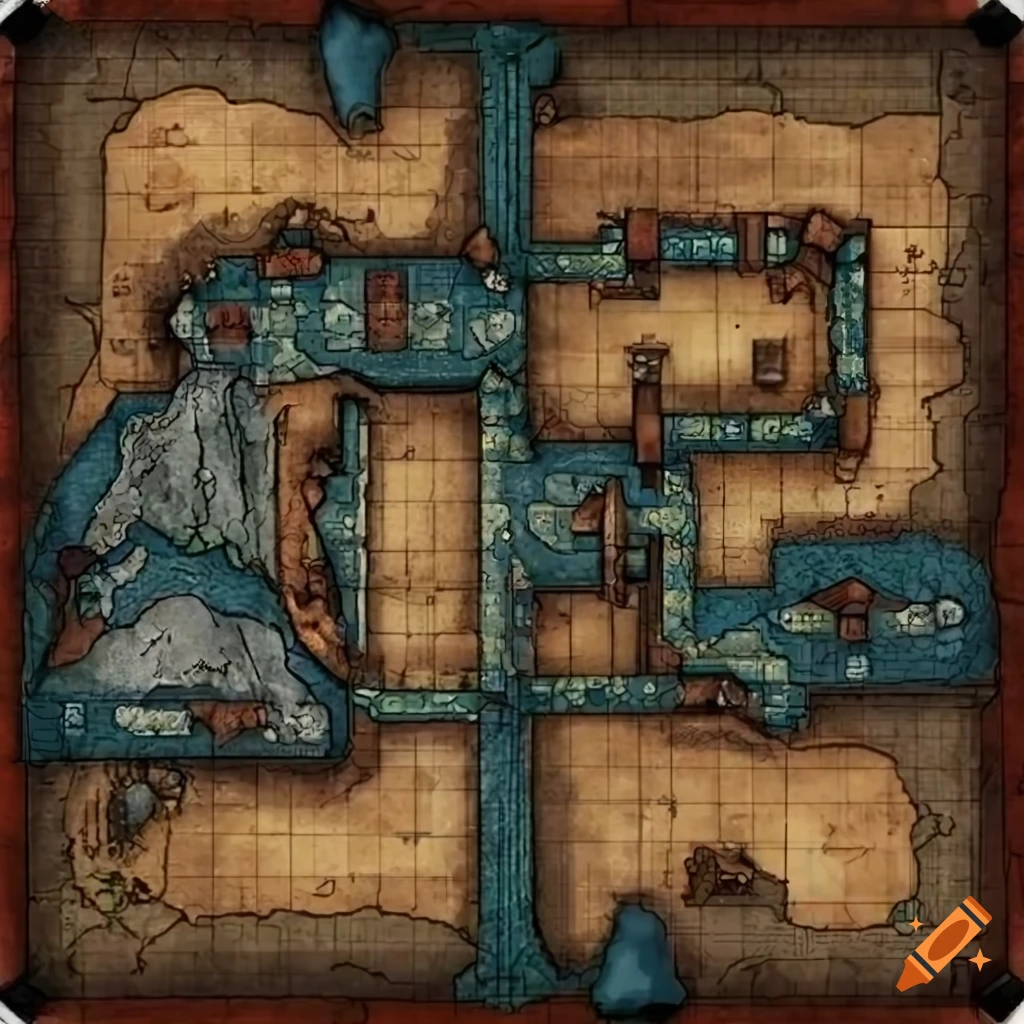 D&D dungeons and dragons top down RPG combat battle map of a feudal ...