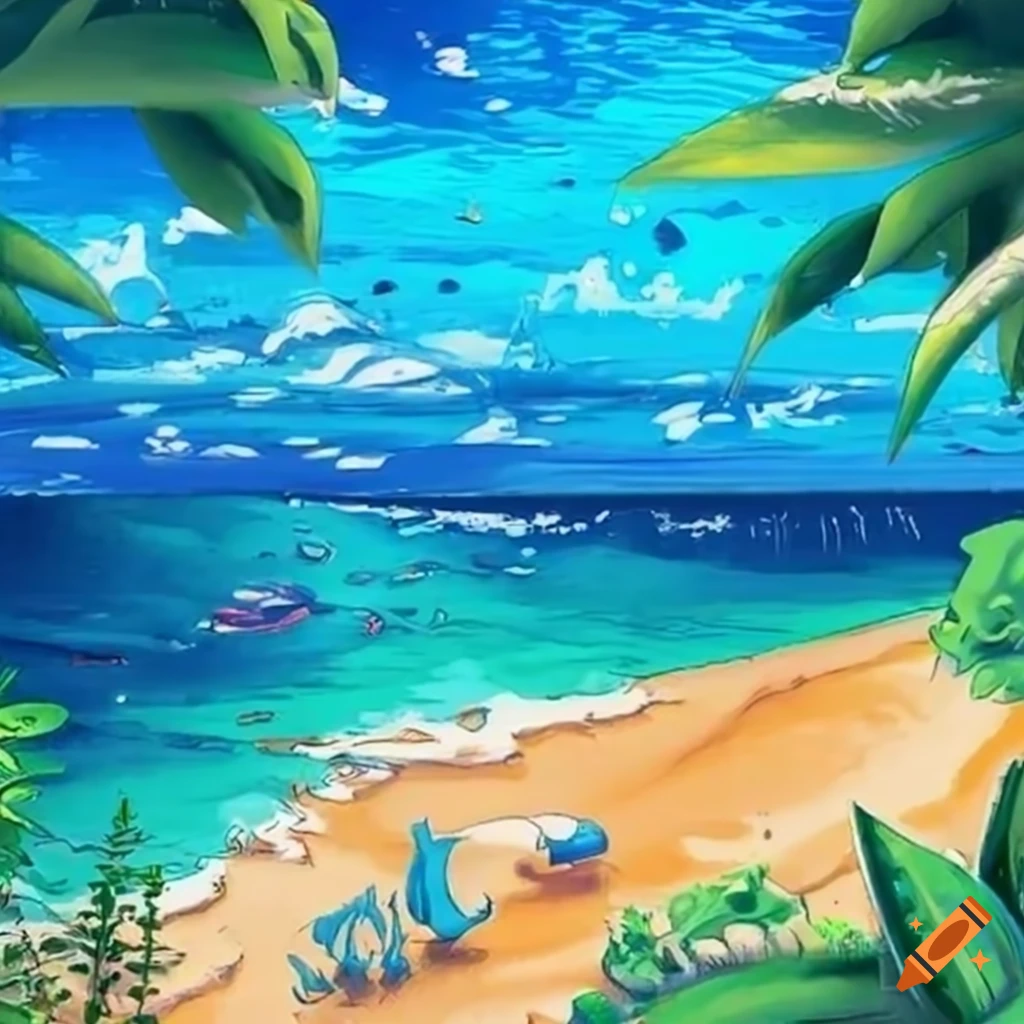 Playa azul con pokemon on Craiyon