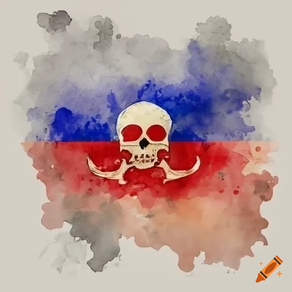 Flag of russia but with a pirate coat of arms on Craiyon