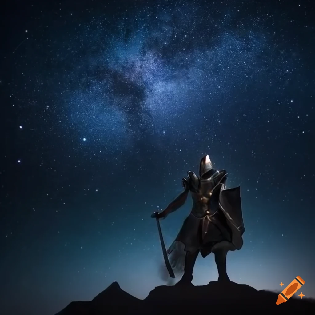 Knight in starry sky armor on Craiyon