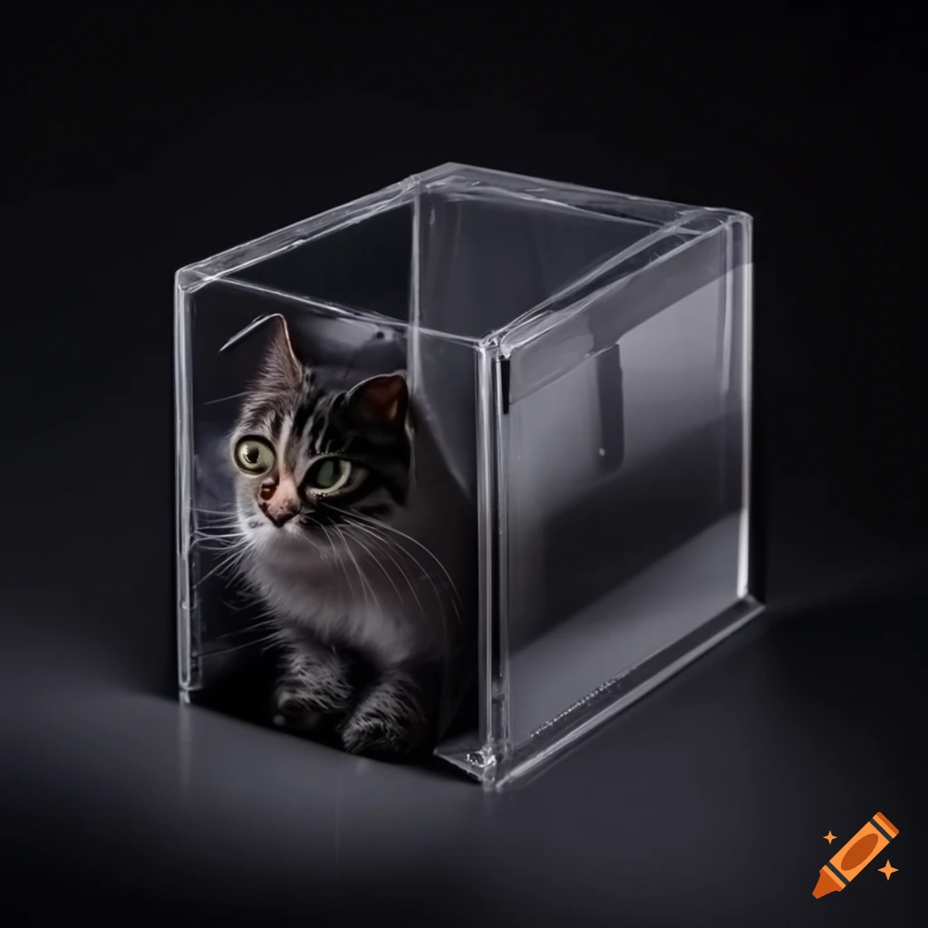Cat in a clear box on Craiyon