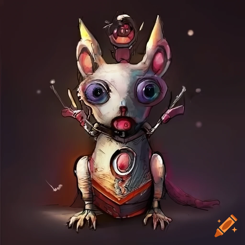 Squirrel drawing punk robots on Craiyon