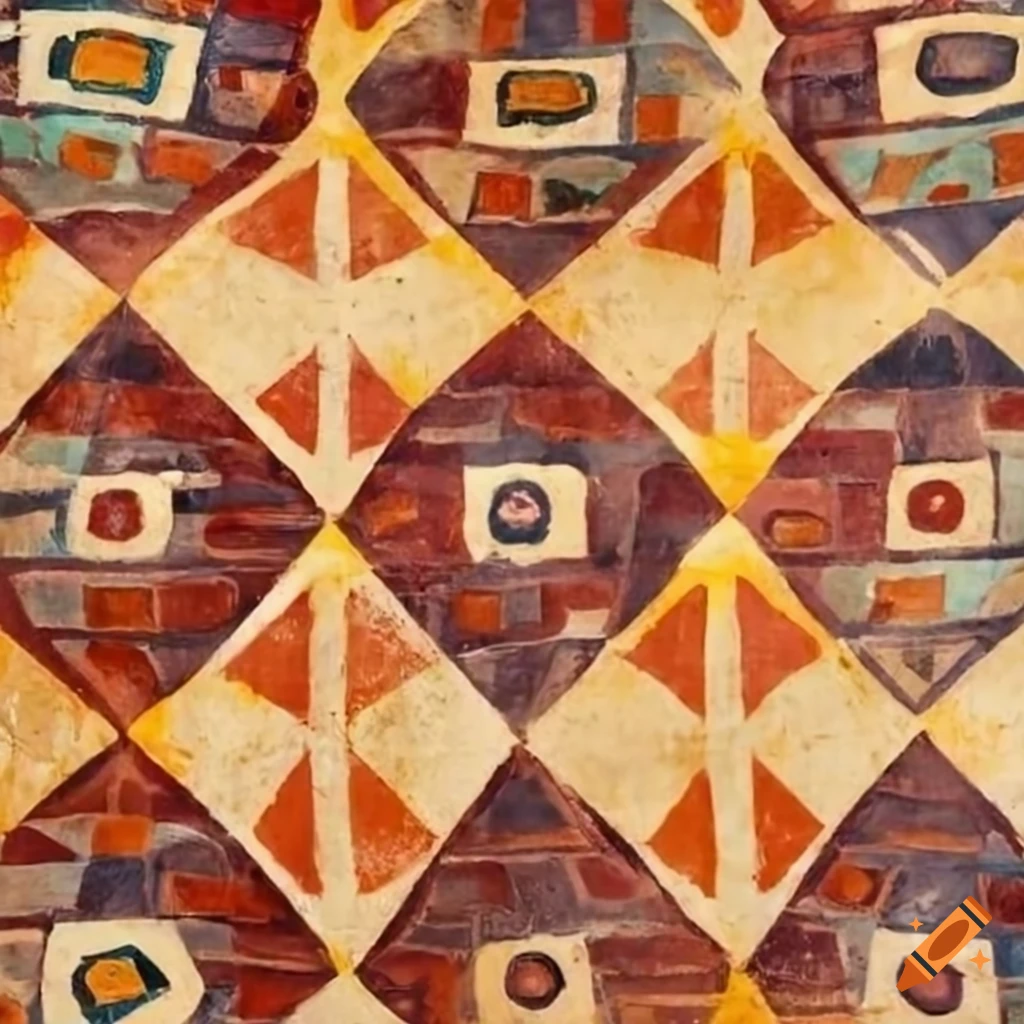 Ancient wall painting with intricate geometric shapes in peru on Craiyon