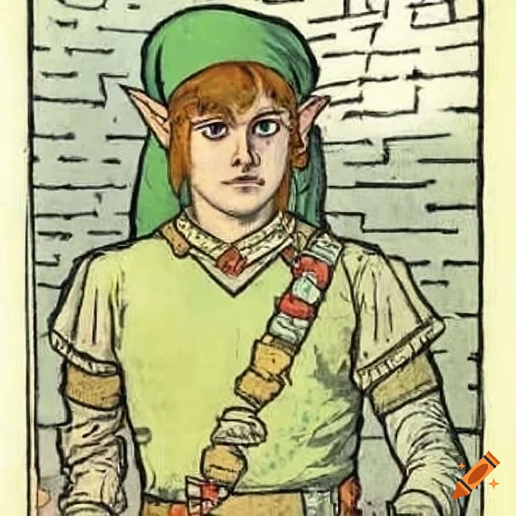 Portrait of link from the legend of zelda, 1899 illustration by ivan ...