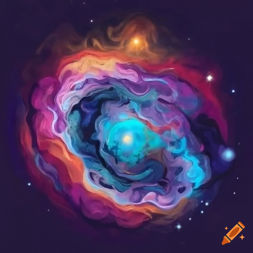 Pillars of creation nebula in the style of mr. doodle
