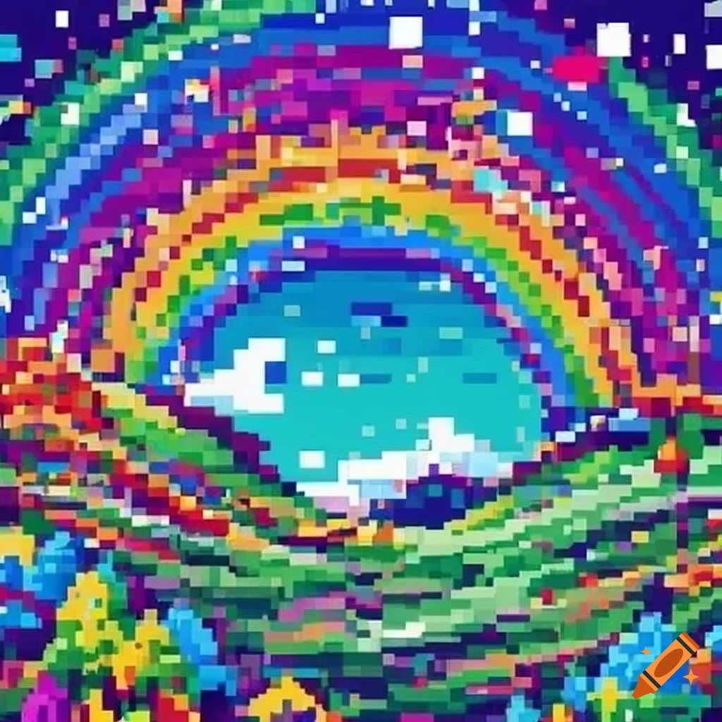 A beautiful colorful world super colorful like rainbow, pixel art on ...