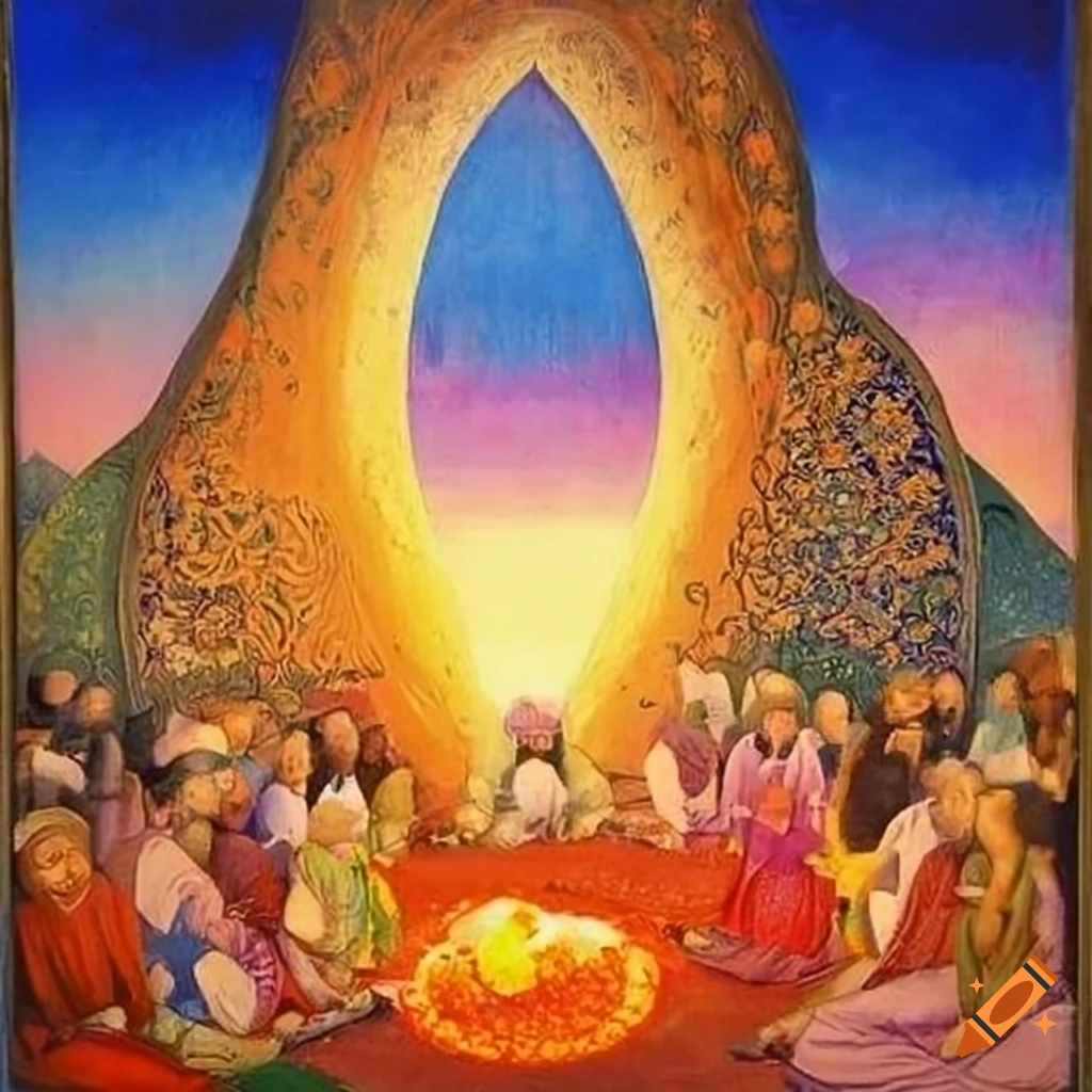 Good people in heaven in the style of iranian paintings by kamaluddin ...