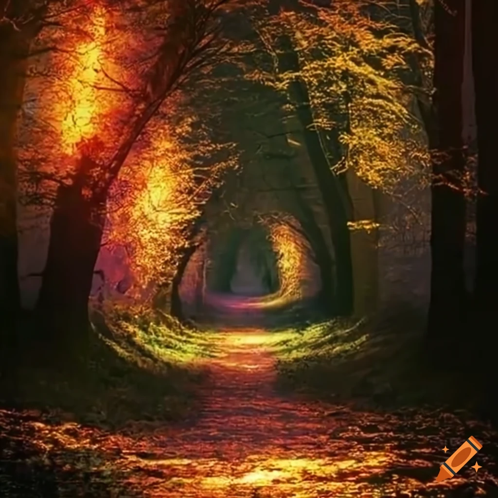 A path that leads to the four seasons of the year with good ...