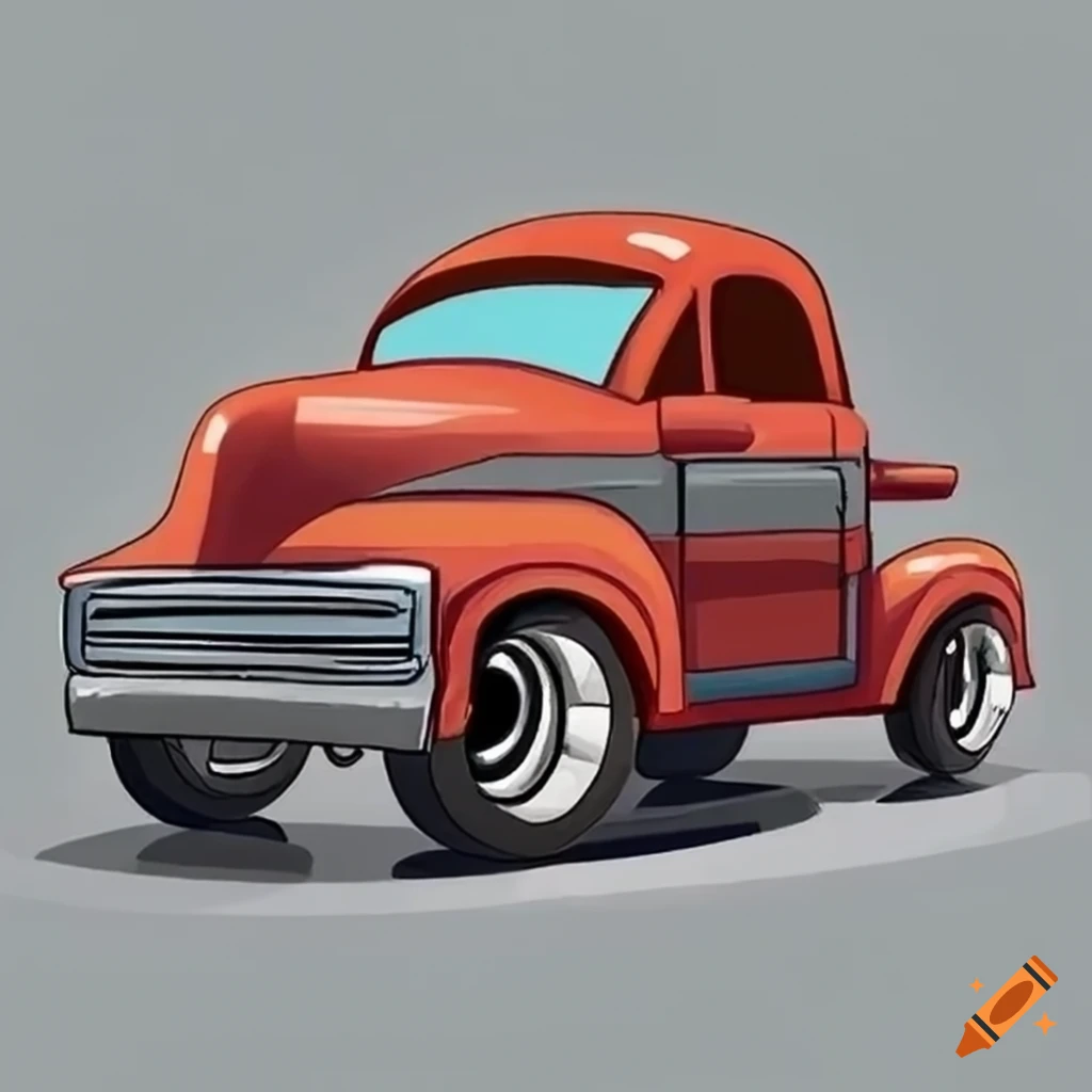 Cartoon backwards baseball cap on 4 wheels that looks like a cartoon truck