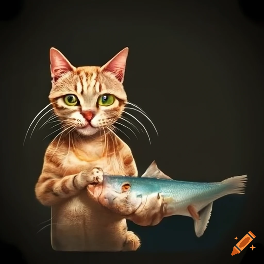 A cat with fish